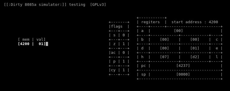 Dirty8085: An Intel 8085 Microprocessor simulator – Phoxis